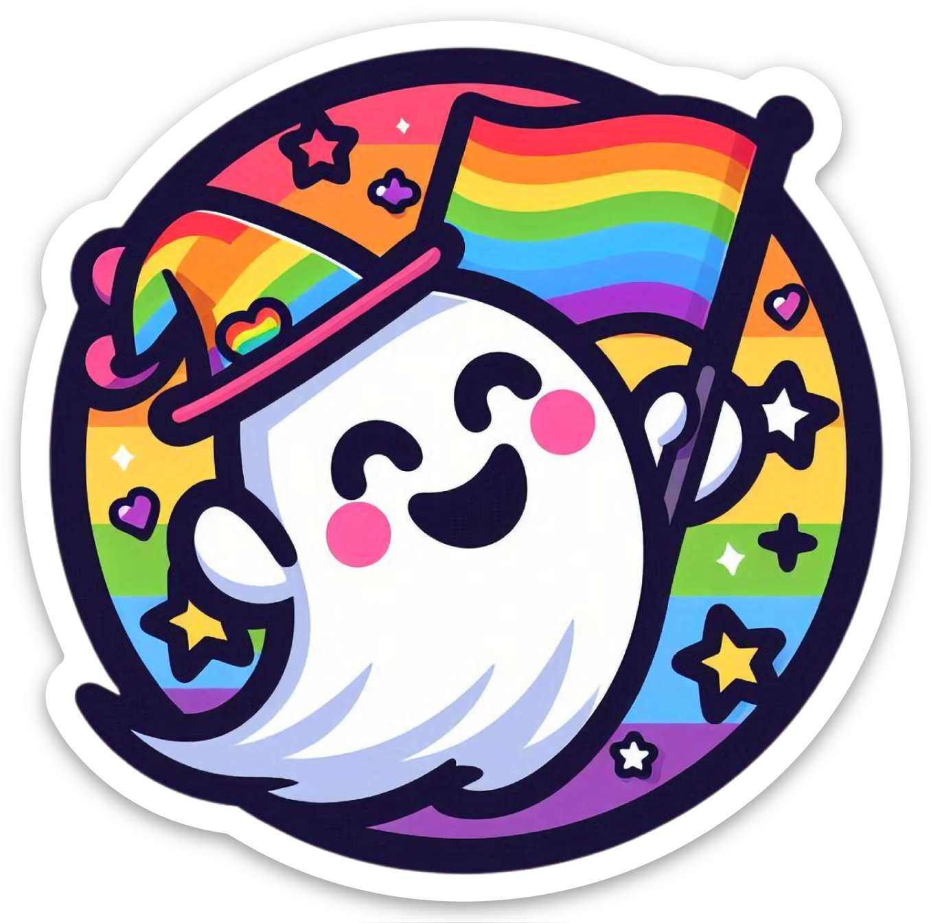 Cute Ghost Flag Spooky Pride Sticker – Beautifully Unique Bootique