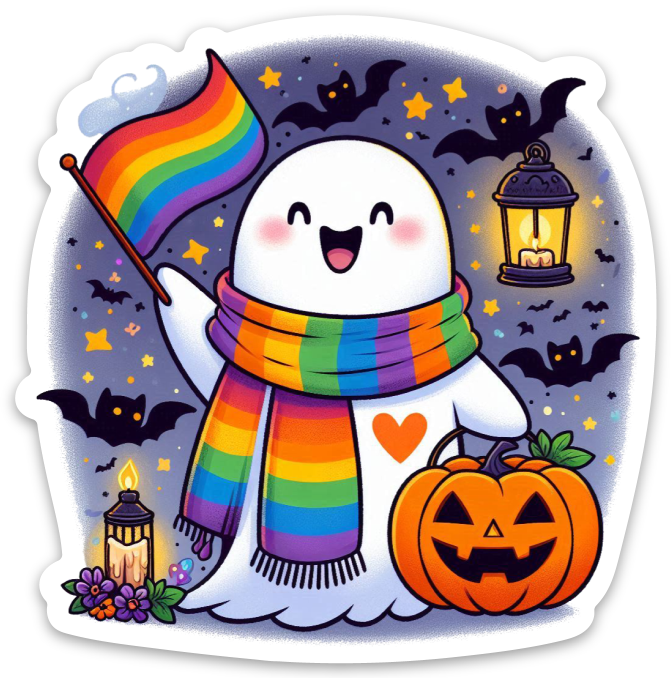 Ghost Scarf Flag Spooky Pride Sticker – Beautifully Unique Bootique